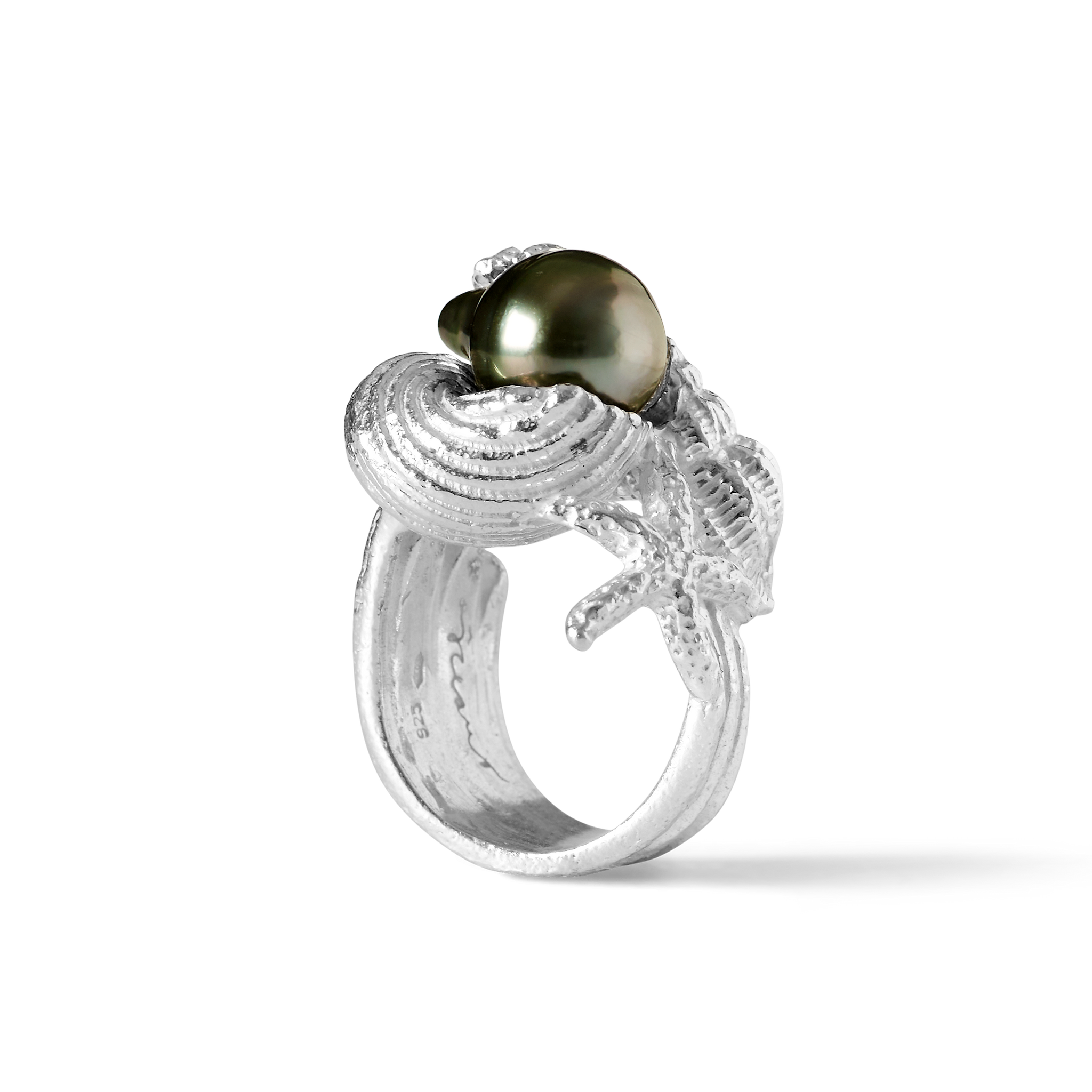 Grand Sable Sterling Silver Pearl Statement Ring